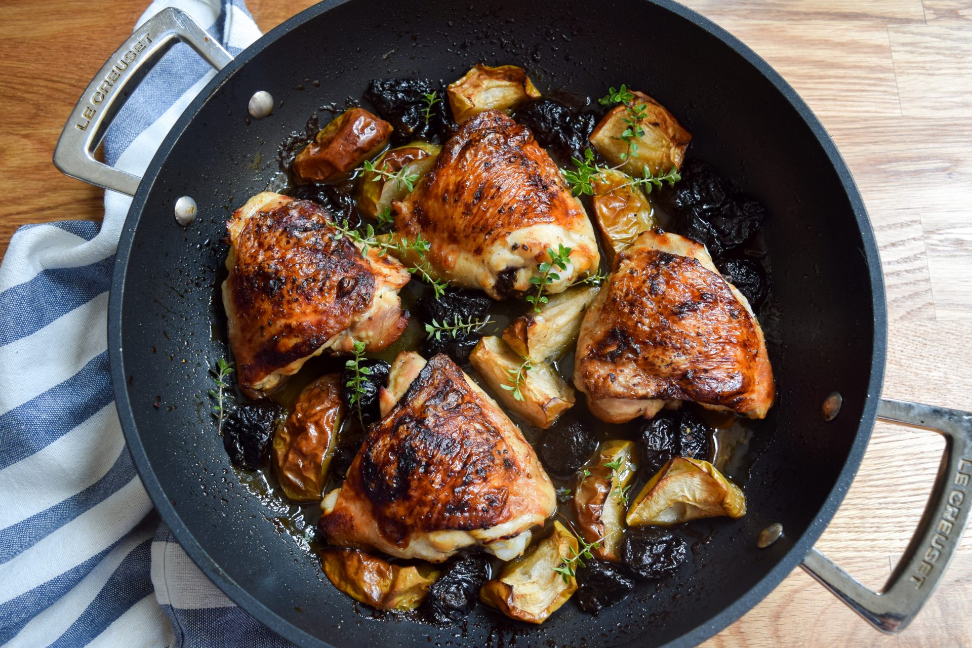 One Pan Chicken with Apples & Prunes | Rachel Phipps