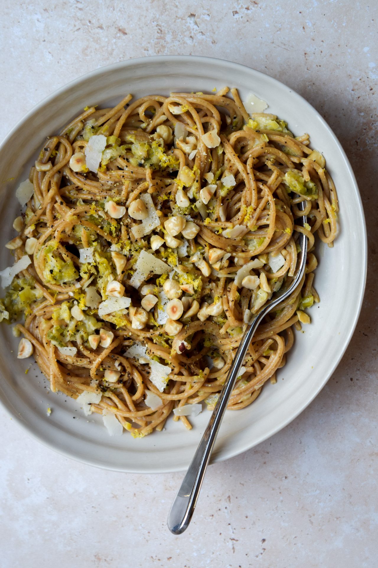 Recipe: Creamy Leek & Hazelnut Wholemeal Spaghetti (Vegan Option ...