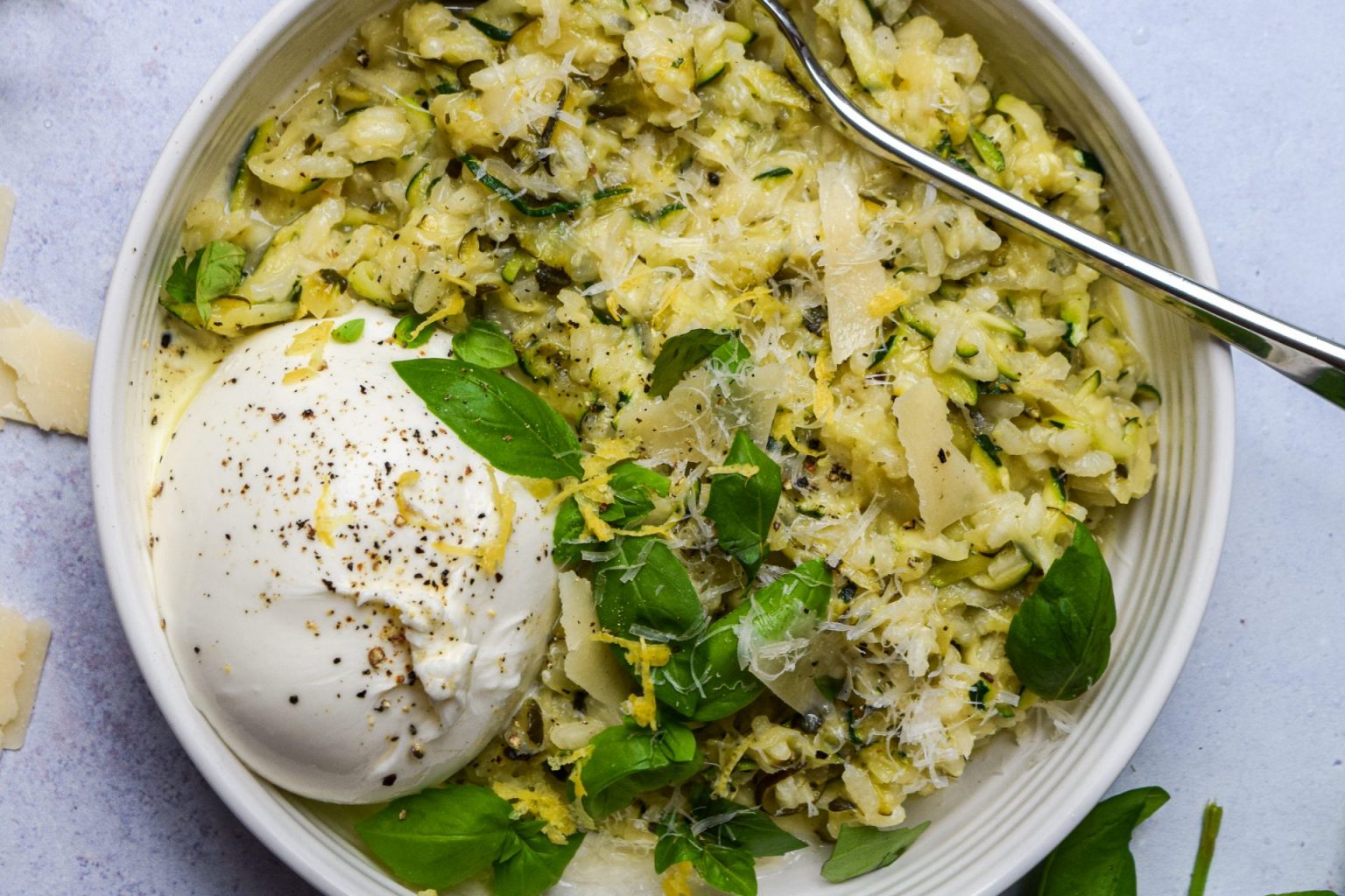 Courgette and Lemon Risotto with Fresh Burrata | Rachel Phipps