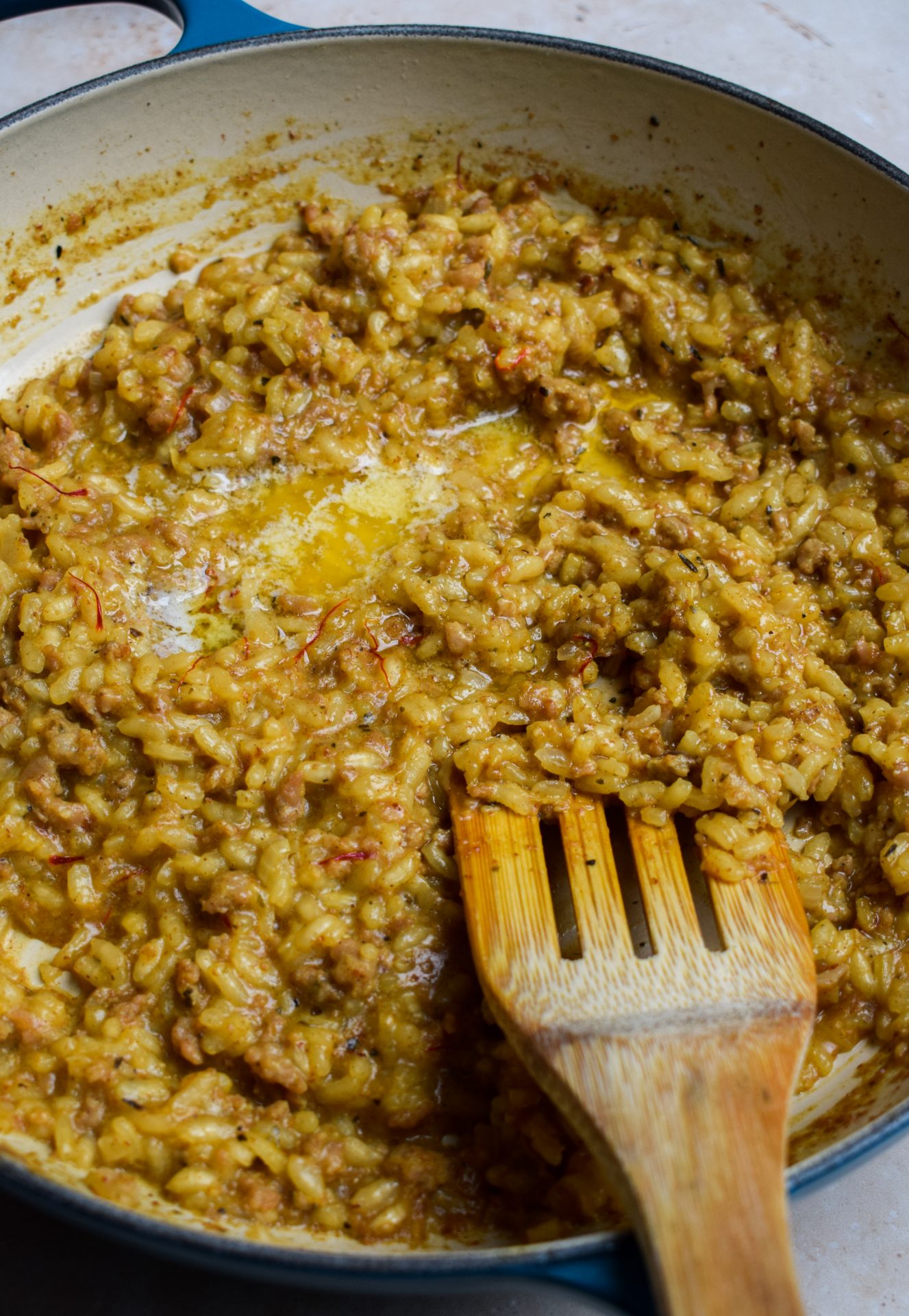 Sausage and Saffron Risotto | Rachel Phipps