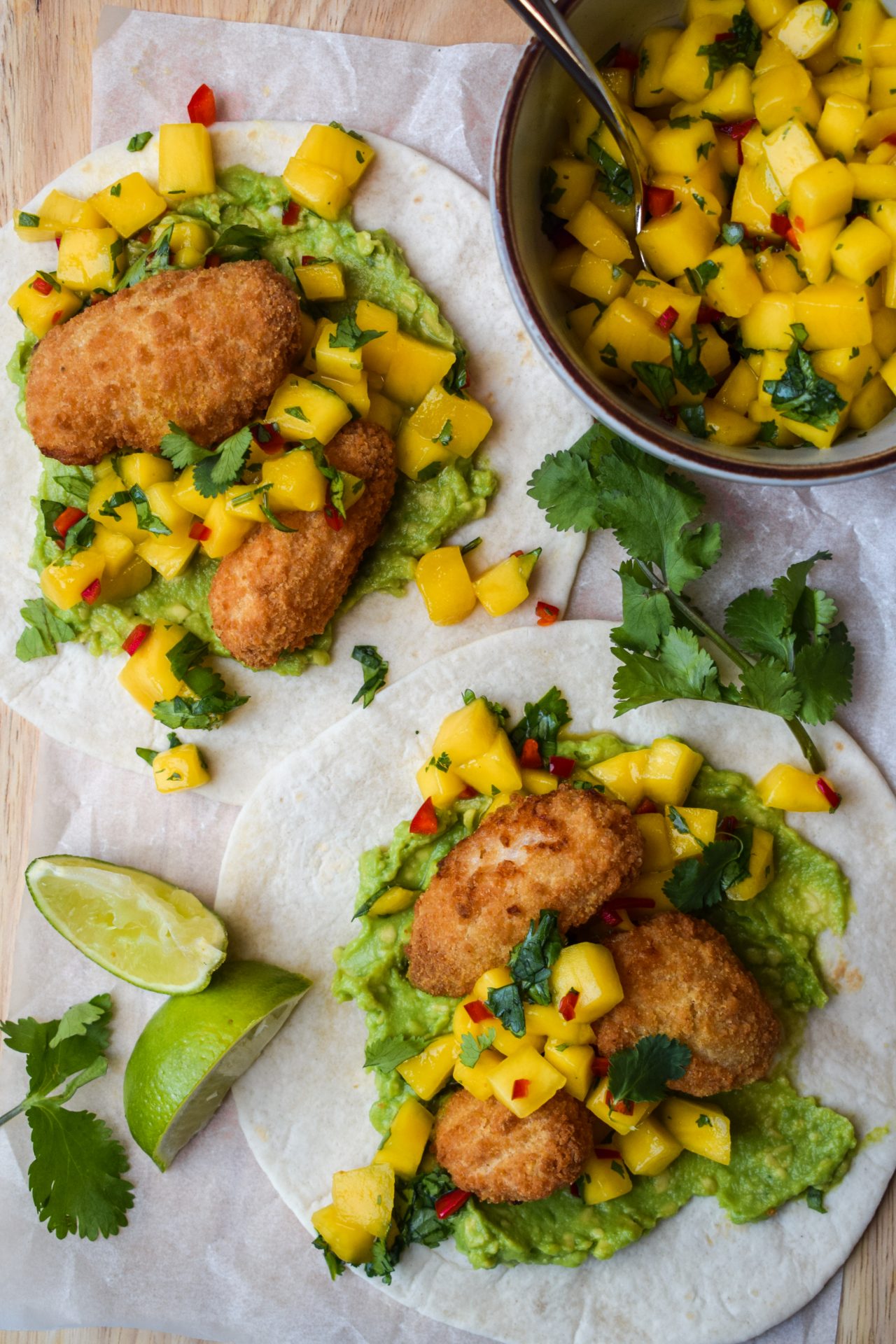 Scampi Tacos with Mango Salsa | Rachel Phipps