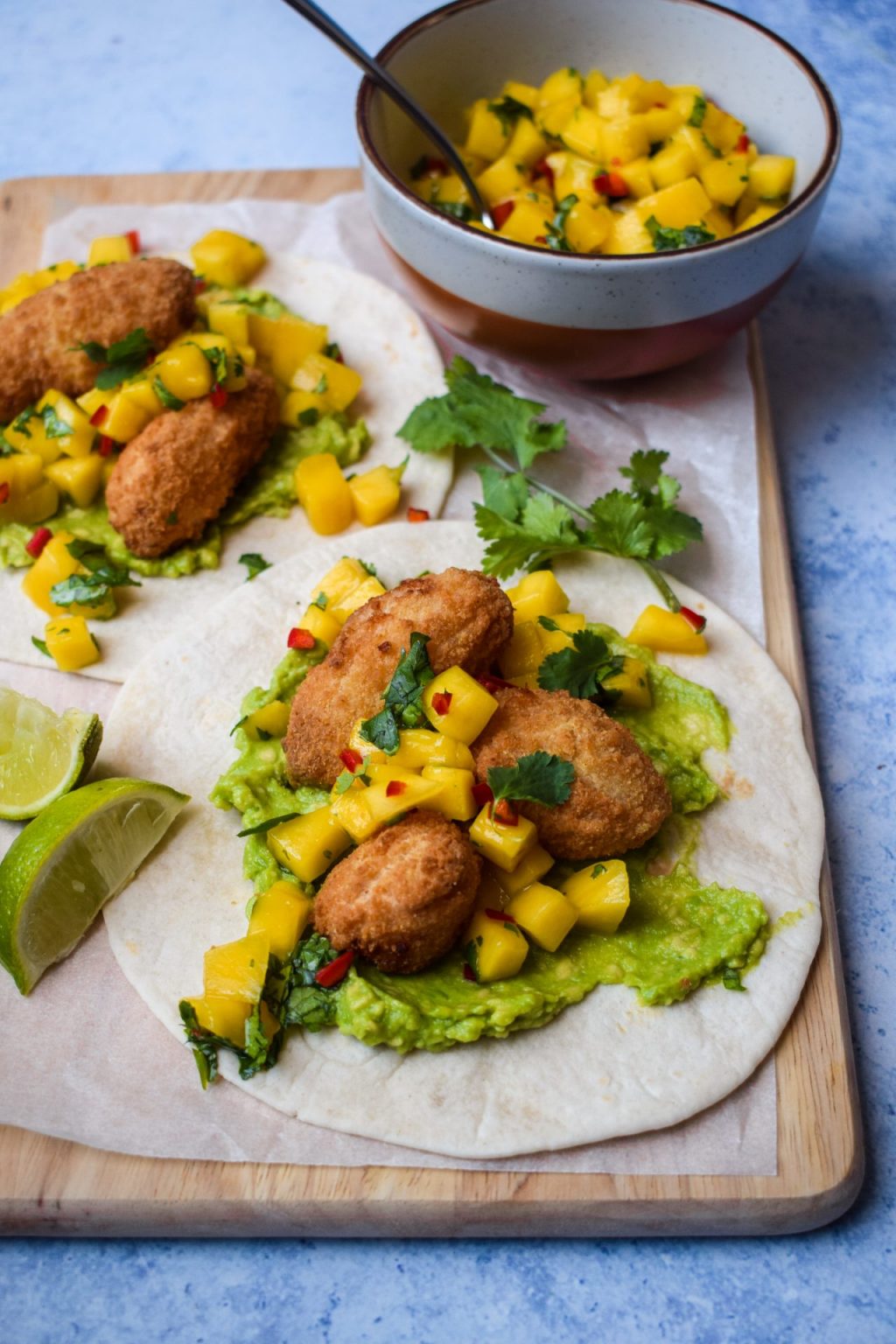 Scampi Tacos with Mango Salsa | Rachel Phipps