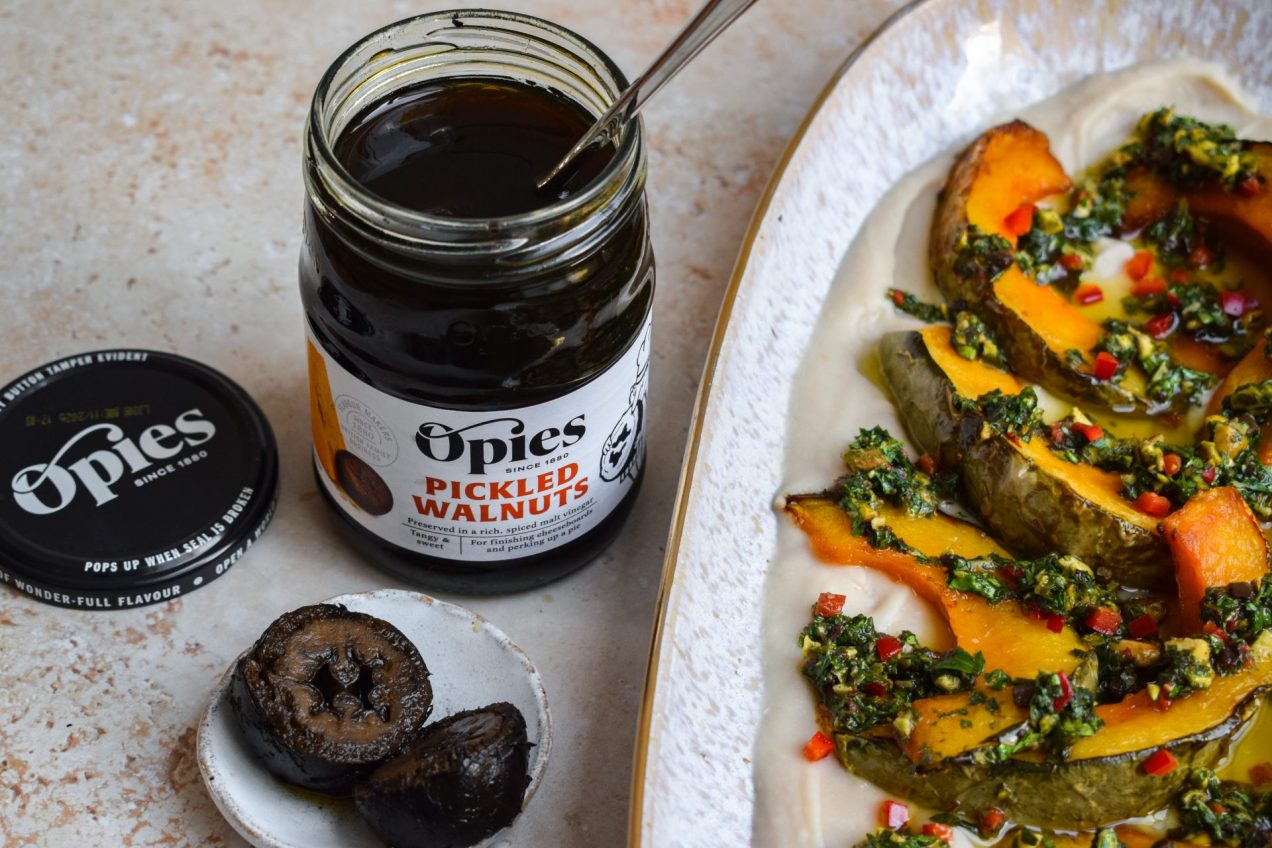 Roasted Squash with Salsa Verde & White Bean Puree