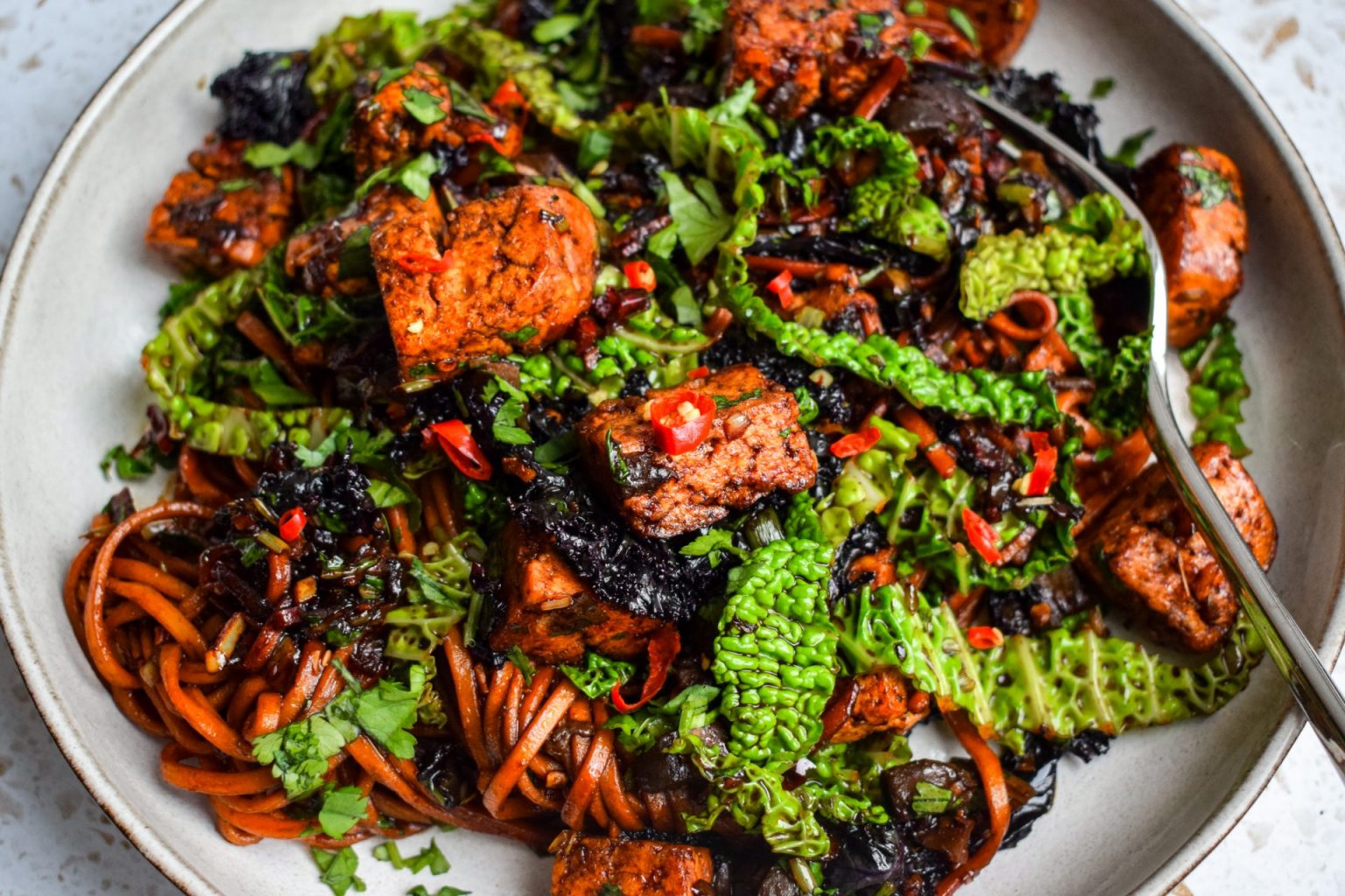Vegan XO Noodles with Smoked Tofu | Rachel Phipps